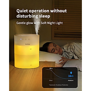 HawKam Humidifiers for Bedroom, 3.5L Cool Mist Humidifiers with Easy to Top Fill and Clean, Auto Shut-off, BPA-Free & 28H Runtime, Air Humidifier for Home Large Room Baby Nursery Plants & Offices