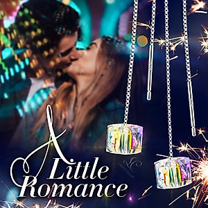 LADY COLOUR 925 Sterling Silver Earrings for Women Northern Lights Crystals Earrings Jewelry for Women, Christmas Gifts Birthday Gifts for Women - A Little Romance Earrings