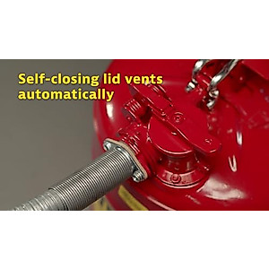 Justrite 5 Gallon Type II Yellow Safety Can for Diesel with Flame Arrester, Self-Closing Lid, and 1" Flexible Metal Spout, Made in the USA, Galvanized Steel Flammable Storage Can, 7250230