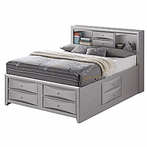 Glory Furniture Marilla Queen Storage, Silver Bed Room Furniture, 49" H x 64" W x 92" D,