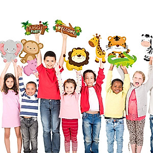 Sumind Jungle Animal Theme Party Supplies Woodland Animal Cutouts Banner Jungle Party Decorations Welcome Jungle Party Door Signs for Baby Shower Family Reunion School Party Decorations