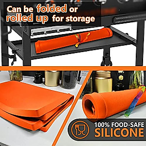 JOOKKI 17"22"28"36"Griddle Silicone Mat - Cover for Blackstone Pro Heavy Duty Food Grade Silicone Mat Protect Outdoor Griddle Mat Blackstone Mats for Grill Top（28"Orange)