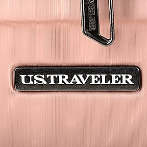 U.S. Traveler Boren Polycarbonate Hardside Rugged Travel Suitcase Luggage with 8 Spinner Wheels, Aluminum Handle, Pink, 2-Piece Set, USB Port in Carry-On