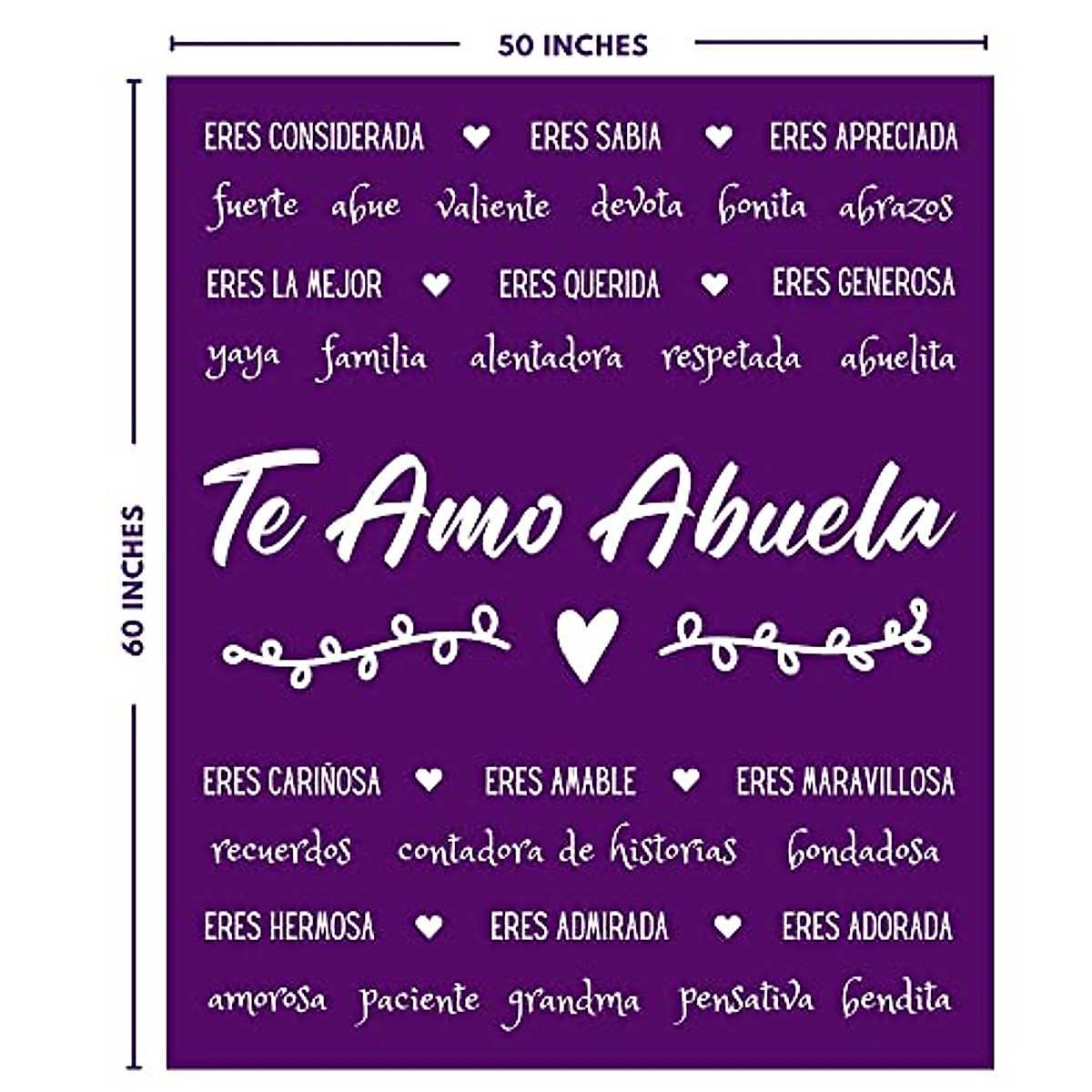 FILO ESTILO Mothers Day Gifts for Abuela in Spanish, Abuela Blanket, Feliz Dia de las Madres, Regalos para Abuela en Español for Birthday/Cumpleaños from Los Nietos, 60x50 Inches (Purple, Fleece)
