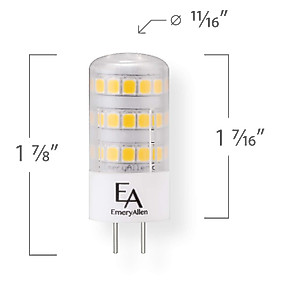 EmeryAllen EA-GY6.35-4.0W-001-279F Dimmable Miniature Bi-Pin Base LED Light Bulb, 12V AC/DC-4Watt (50W Equivalent) 425 Lumens, 2700K, 1 Pcs
