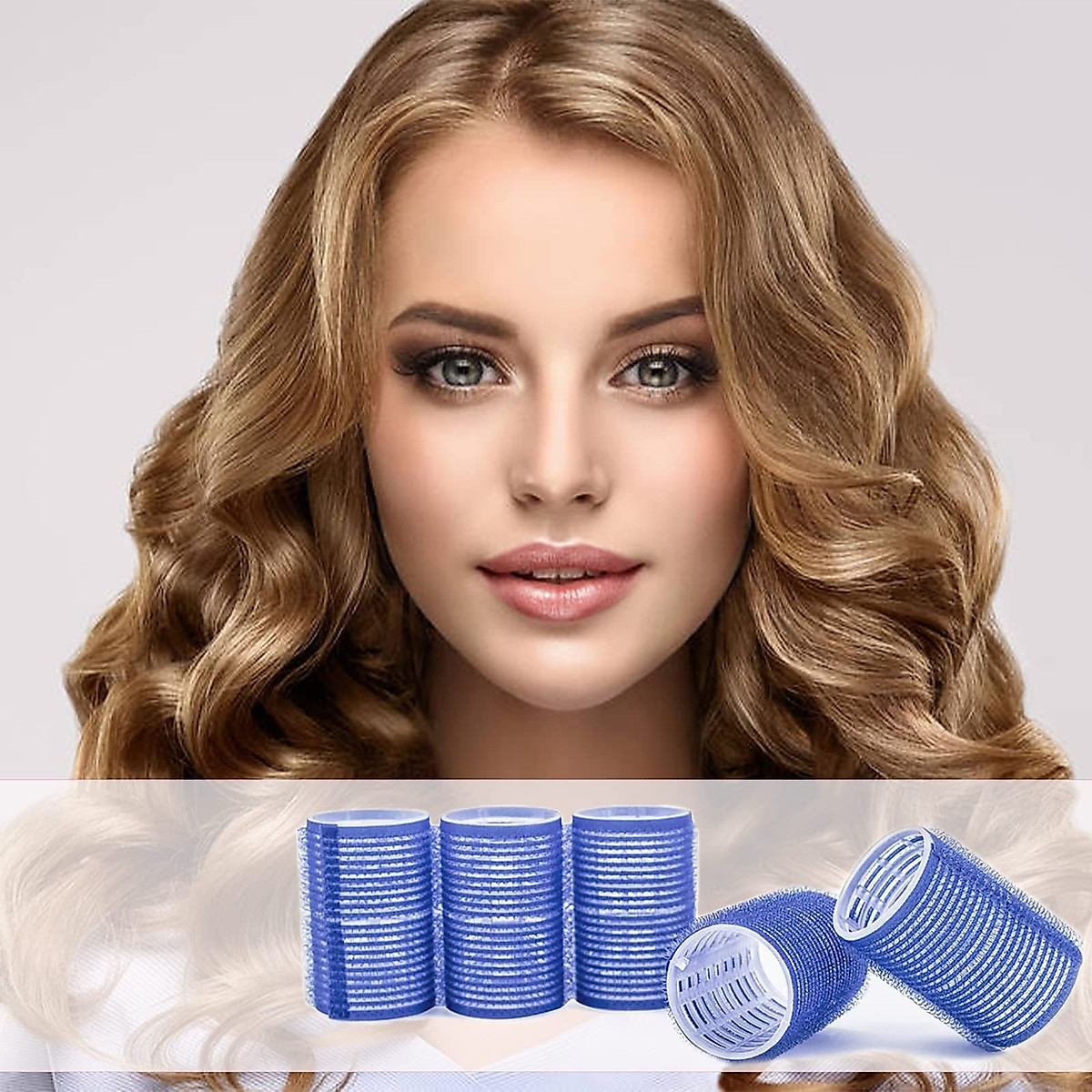 Hair Rollers, 12 Pack Self Grip Salon Hairdressing Curlers, DIY Curly Hairstyle,Colors May Vary, Large