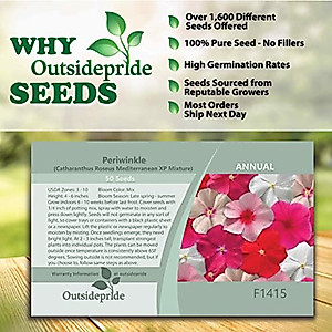 Outsidepride Vinca Periwinkle Mediterranean XP Garden Flower, Ground Cover, & Container Plant Mix - 50 Seeds