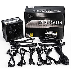 G.Skill MB850G PSU, 80 Plus Gold, Fully Modular ATX Power Supply 850 Watt, Compact 140mm Size, 120mm Cooling Fan, Gaming Computer Power Supply