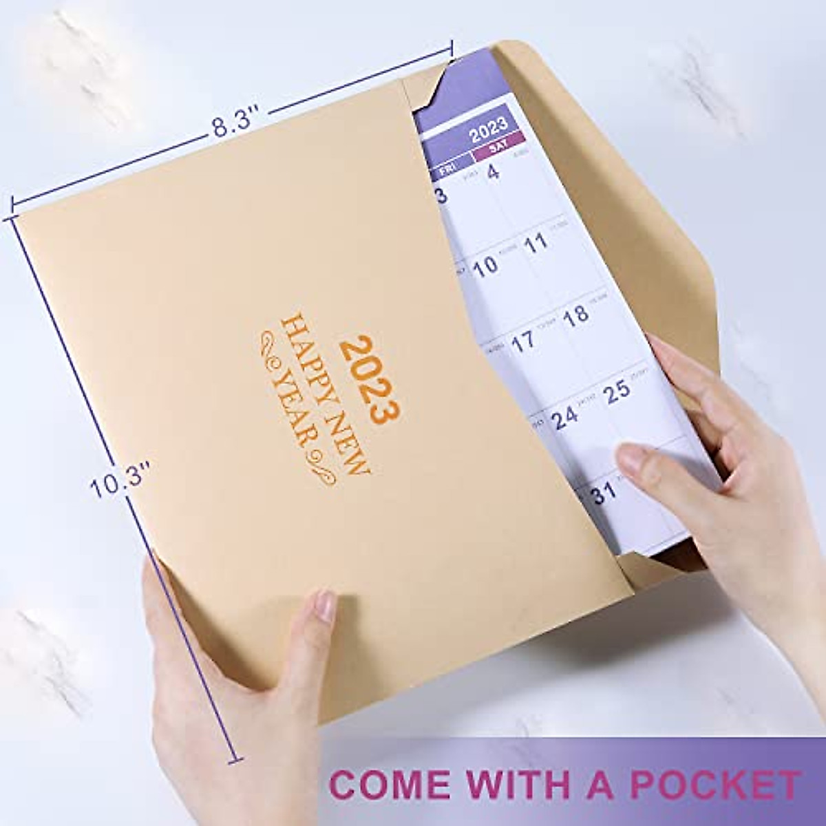 2023 Yearly Wall Calendar - Yearly Wall Calendar2023, 2023 Wall Calendar with Julian Date, From Jan.2023 to Dec.2023, Thick Paper, Vertical, 34.8" x 22.8" (Open) - Purple