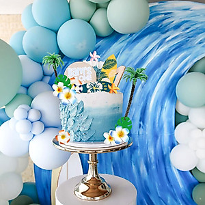 Summer Beach Happy Birthday Cake Topper Surfboard Palm Model Tree Beach Umbrella Chair for Swimming Beach Party Luau Birthday Baby Shower Party Supplies (Surfboard)