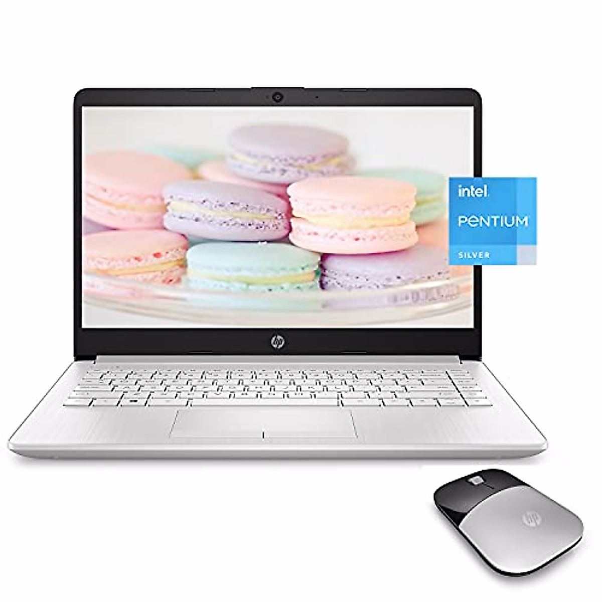 HP Premium Laptop, 14" HD Display, Intel Pentium Quad-Core Processor, 8GB RAM, 128GB SSD, Webcam, HDMI, Bluetooth, Wi-Fi, Windows 10 + One Year Office 365 Wireless Mouse Bundle