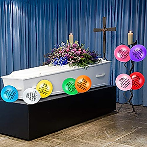 36 Pieces Colorful Release Memorial Balloons Remembrance Funeral Balloons with 2 Pieces White Ribbons for Celebration of Life, Balloon Release, Funeral Decoration