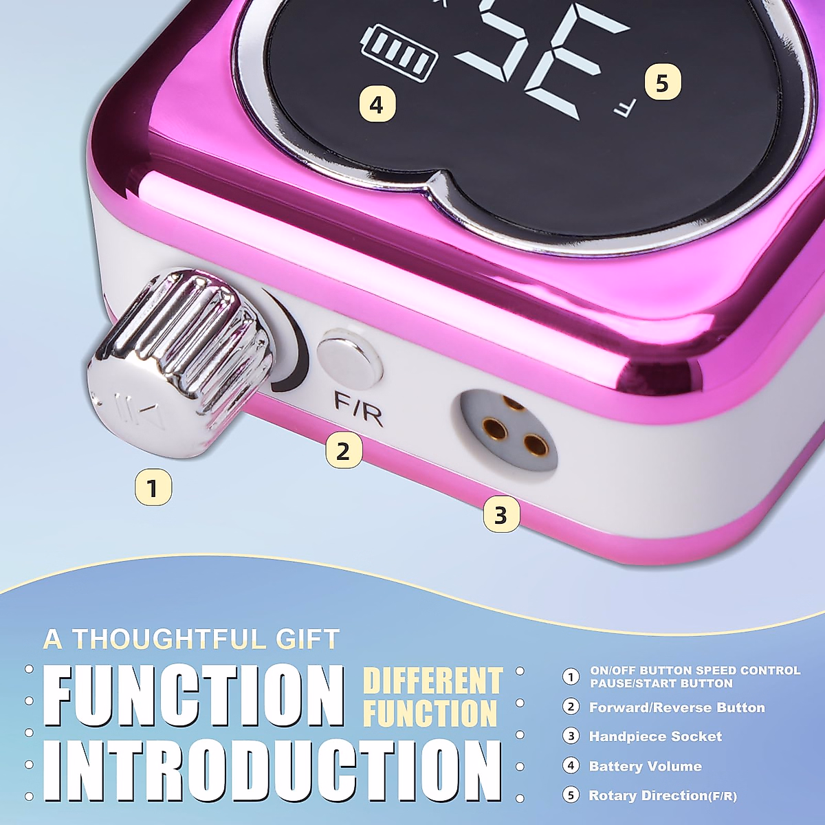 Electric Professional Nail Drill 35000 RPM,Electric Nail File Efile Machine Set,Rechargeable Acrylic Nail Tool Kit,Manicure Pedicure Gel Grinder Polish for Home Salon Teach(Sunset Blue)