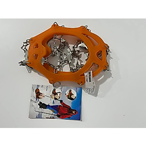 WIN.MAX Crampons for Shoes, Traction Cleats Ice Snow Grips with 19 Stainless Steel Spikes, Shoe Talons Anti - Slip Boots Spikes for Walking, Jogging, Climbing and Hiking (Orange, M)