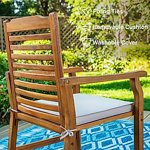 PHI VILLA 9 Pieces Acacia Wood Patio Dining Set for 8, Expandable Teak Dining Table & Wooden Chairs with Cushions, Farmhouse Dining Furniture Set for Outdoor Deck, Yard, Porch