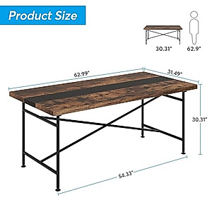 6ft Conference Table Modern Rectangular Meeting Seminar Brown Industrial Vintage Iron MDF Modular