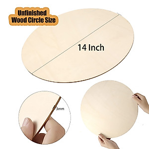 5Pcs 14 Inch Wood Circles for Crafts, Unfinished Blank Wooden Rounds Slice Wooden Cutouts for DIY Crafts, Door Hanger, Sign, Wood Buring, Painting, Christmas Décor