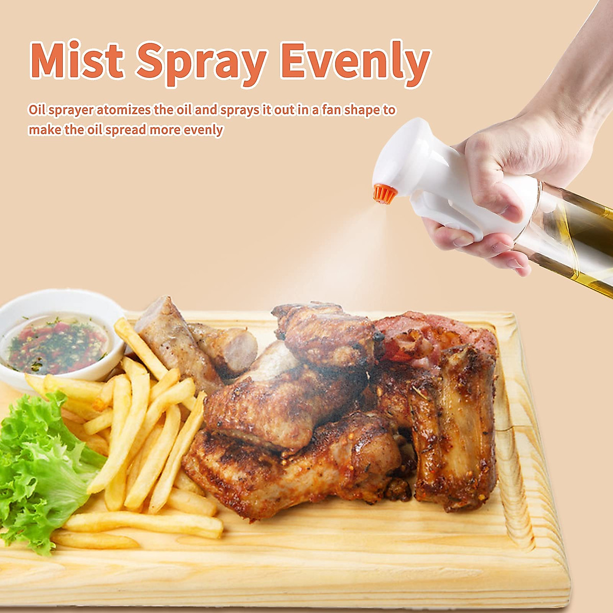 Oil Sprayer for Cooking, Olive Oil Sprayer, 2 Pcs Olive Oil Spray Bottle, 230mL Oil Sprayer for Air Fryer Olive Oil Mister Spray Bottle for Cooking BBQ Salad Large Capacity Durable Glass Oil Spritzer