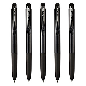 Uni-ball Signo RT1 Retractable Gel Ink Pen, Ultra Micro Point 0.28mm, Rubber Grip, Black Ink, UMN-155-28, Value Set of 5