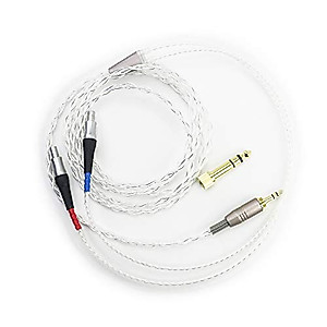NewFantasia Silver Plated Replacement Audio Upgrade Cable Compatible with Sennheiser HD800S, HD820, HD800 Headphones with 3.5mm 1/8" Male and 6.3mm 1/4" Adapter 6.7ft