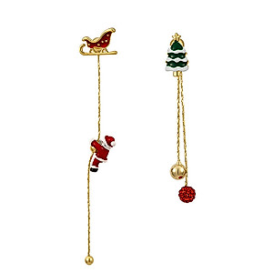 Christmas Earrings for Women Snowflake Santa Claus Tassel Earrings Christmas Tree Earrings Red Crystal Christmas Sock Hat Drop Earrings Xmas Santa Dangle Earrings for Women Merry Christmas Jewelry Gifts (B)