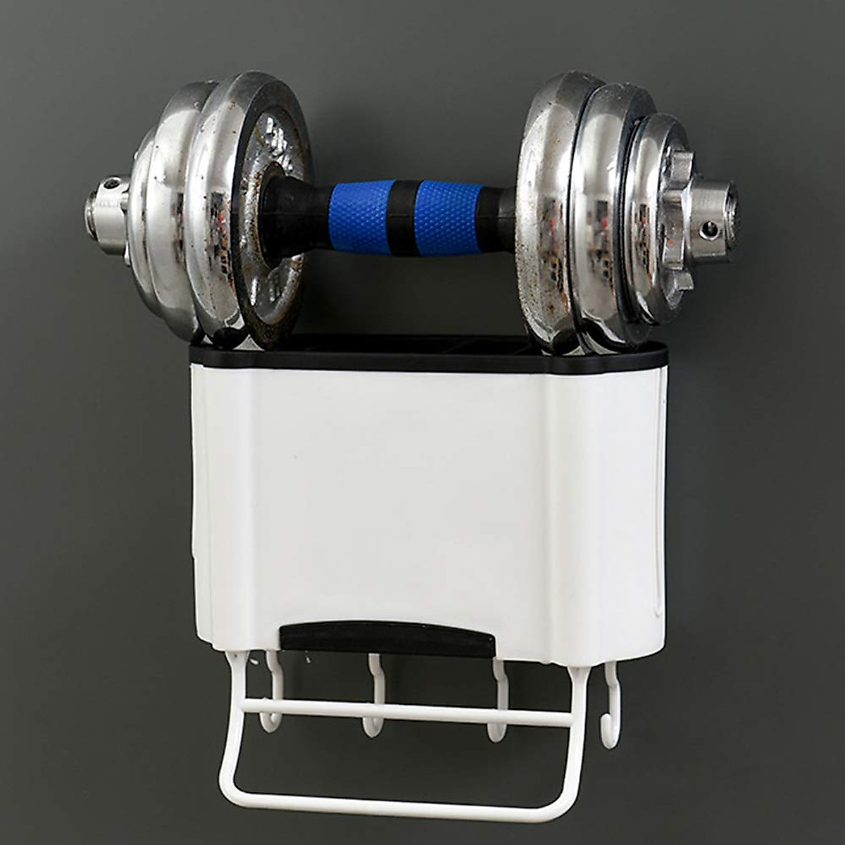 CHERISH Kitchen Multifunctional Wall Storage Rack, Adhesive Wall Mount Cutlery Knife Holder Hanger, Kitchen Cooking Utensil Holder Caddy with Phone Holder and 4 Hooks, Spoon and Fork Holder Rack