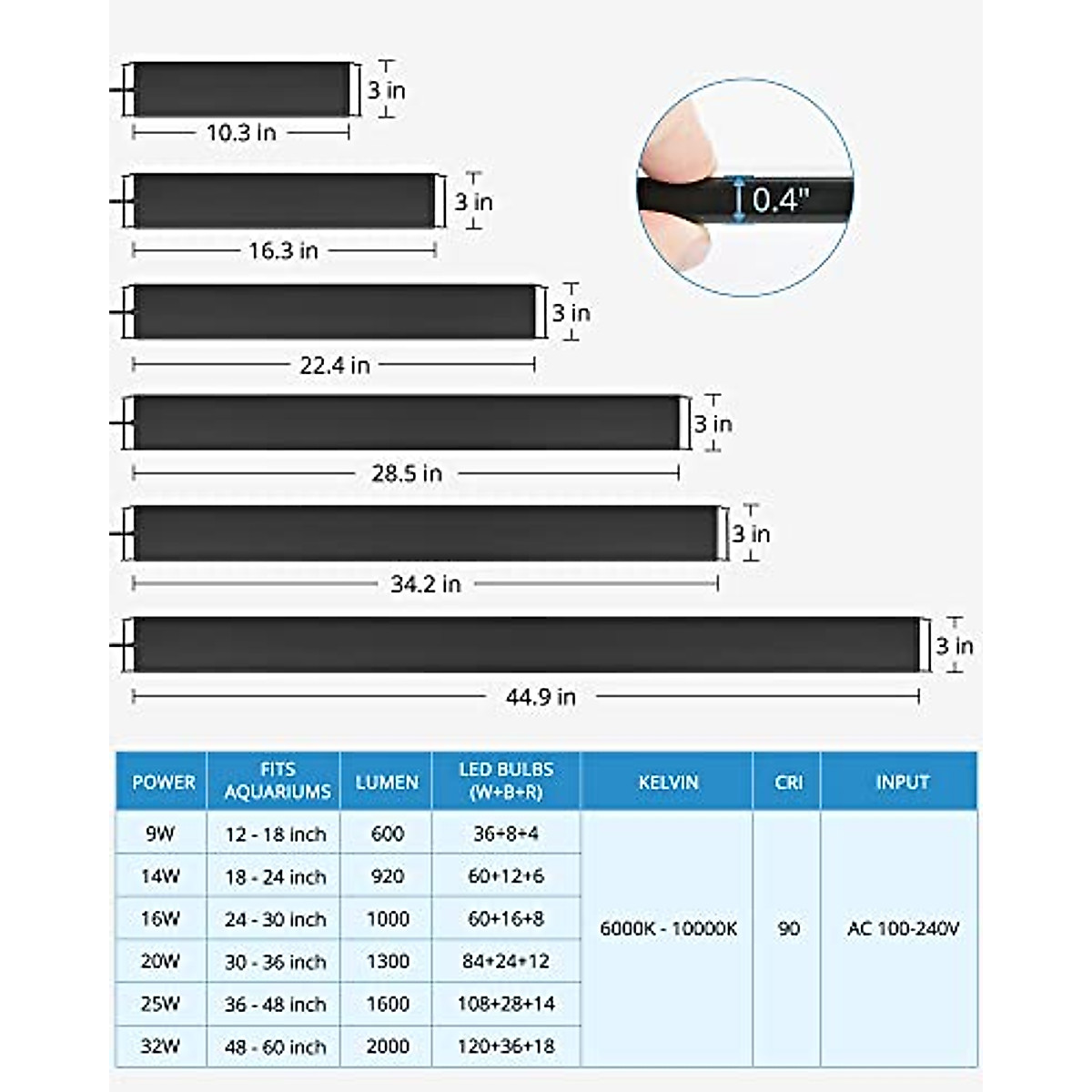 NICREW Full Spectrum Planted LED Aquarium Light, with Timer, for Freshwater Fish Tank, 18-24 Inch, 14 Watts