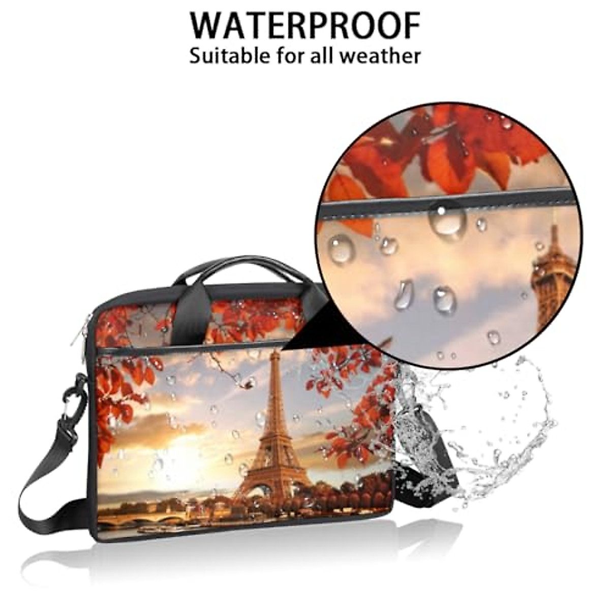 Eiffel Tower Sunset Laptop Computer Bag Waterproof Shoulder Messenger Bag 13-15 inch Durable Laptop Tote Bag with Shoulder Strap Handle Lightweight Crossbody Briefcase