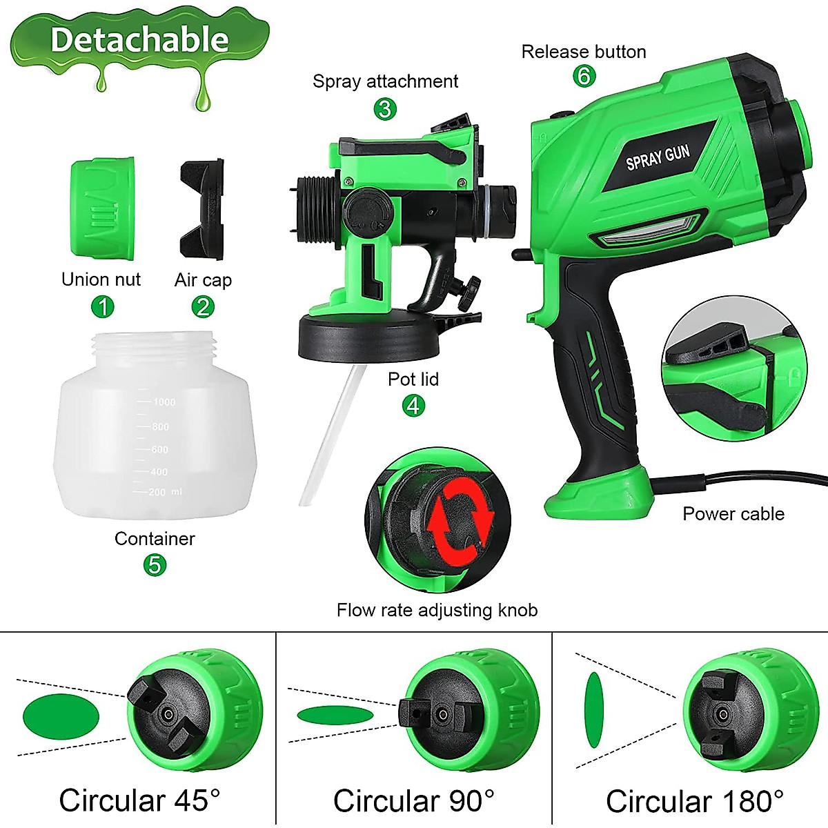 Fancyall Paint Sprayer, 550W HVLP Electric Paint Sprayer, Electric Spray Paint Gun with 4 Nozzles, High Power HVLP Sprayer for Furniture, Fence, House, Fence, Walls, Garden Chairs etc.