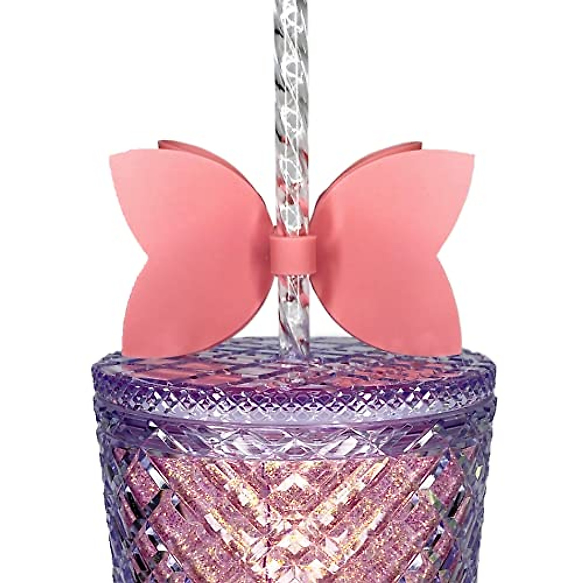 Bow Straw Topper, Silicone Jelly Straw Topper, Handmade (Dusty Pink), 3.5in x 1in x 2in
