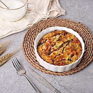 Ramekins 8 oz-Delling Creme Brulee Ramekins, Round Fluted Quiche Dishes Tart Pan, Oven Safe Ramekins for Baking, Souffle, Ramekins Set of 6, White