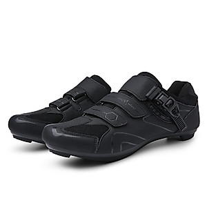 Vicogn Mens Womens Cycling Shoes Compatible with Peloton Indoor Bicycle Pedals Clip in Road Bike Shoes Pre-Installed with Look Delta Cleats (Black,US 12) 47