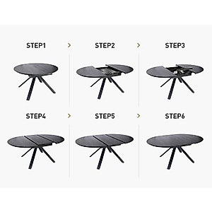 Acanva Extension Oval/Round Dining Table for 6, Expandable Butterfly Leaf & Sturdy Base, Suit for Kitchen, Living Room & Apartment, 51.2”W(+19.7”) x 51.2”D x 30.1”H, Black