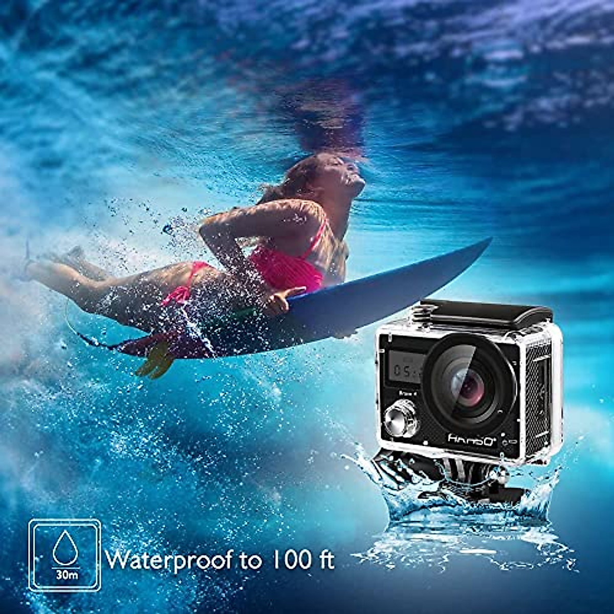 AKASO Brave 4 4K30fps Action Camera + Kingston 64GB MicroSDXC Memory Card Accessories Kit Bundle - 20MP Ultra HD Photo EIS 30m Waterproof Camera WiFi Remote Control 5X Zoom Underwater Video Cameras