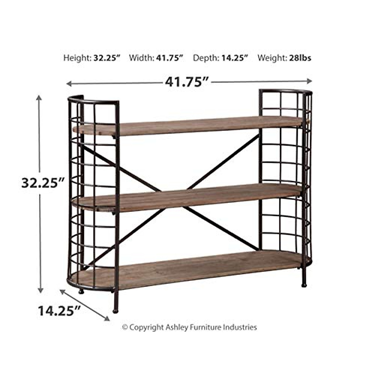 Ashley Furniture Signature Design - Flintley Bookcase - Brown/Gunmetal
