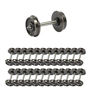 24pcs HO Scale 36" Metal Wheelsets 1:87 Metal DC Wheels Metal Axles C8721