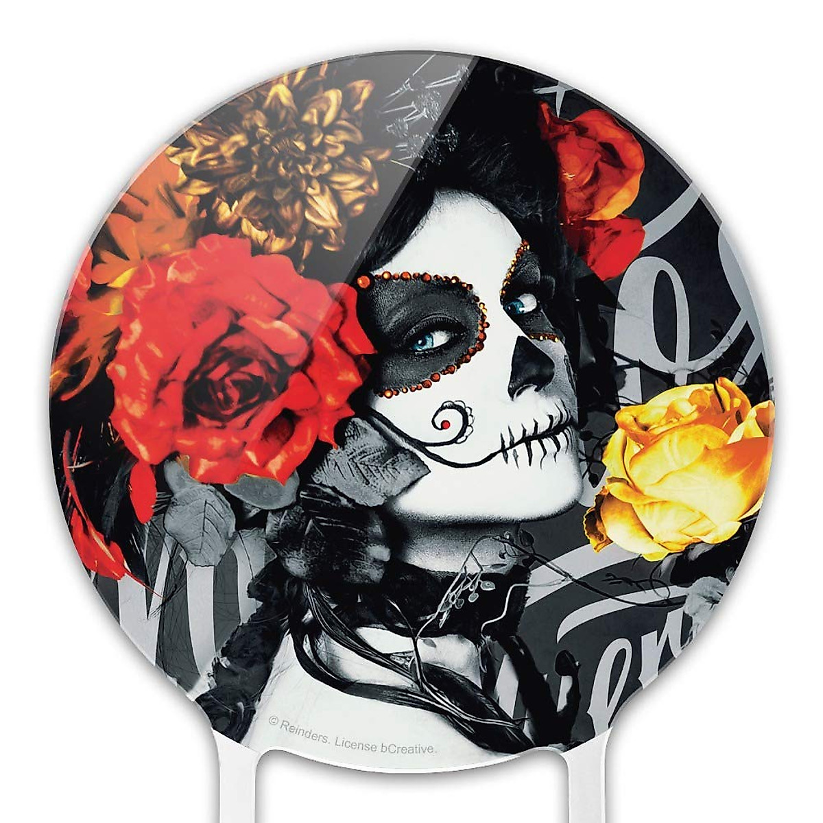 Acrylic Dia de los Muertos Day of the Dead Woman Tattoo Cake Topper Party Decoration for Wedding Anniversary Birthday Graduation