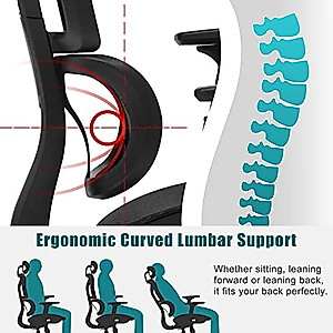FelixKing Ergonomic Office Chair, Home Office Rolling Swivel Chair Mesh High Back Computer Chair with 3D Adjustable Armrest & Lumbar Support, Ventilated Mesh Desk Chair with Headrest (Black)