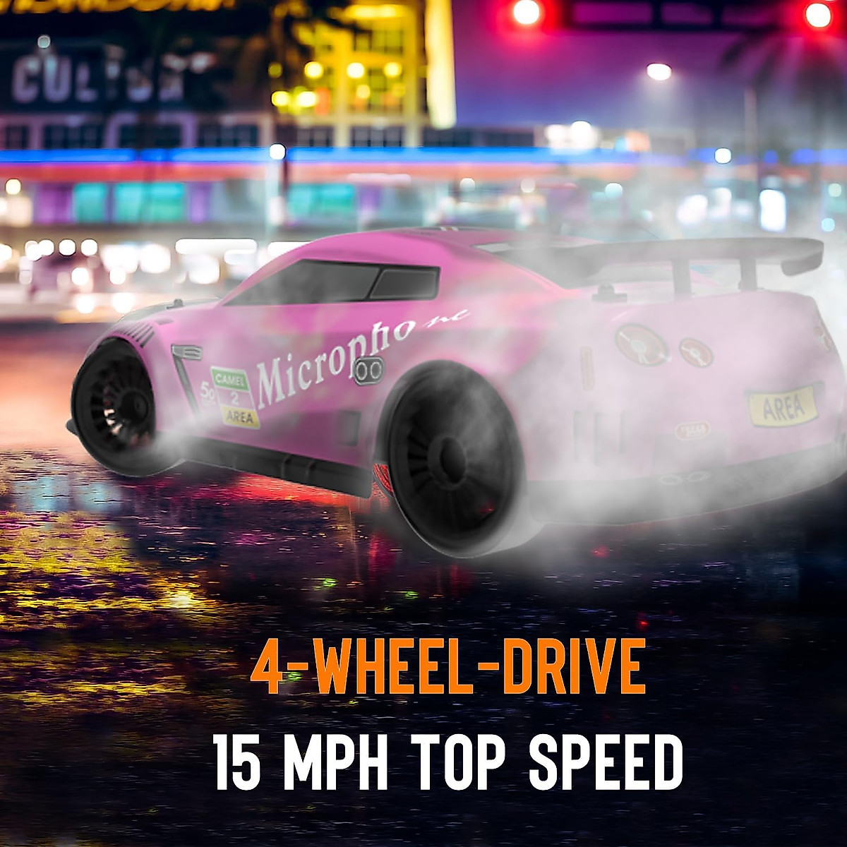 RACENT RC Drift Car - 1:14 Scale 4WD 15MPH Fasr Remote Control Toy for Boys Kids Adults with Drifting & Racing Tires, 2 Rechargeable Batteries (Pink)