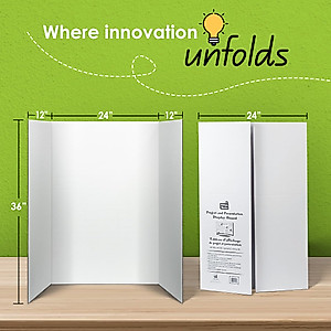 Desk Tech Large Tri-Fold Presentation Board, 36" x 48" Portable Poster Board, Made of Corrugated Paper, Versatile Display Board for School/Office Projects, Exhibitions, and Workshops, White, 1 Piece