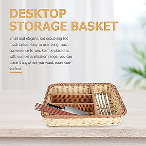 Cabilock Plastic Fork 1pc Cutlery Basket Wicker Cutlery Box Shelf Supports