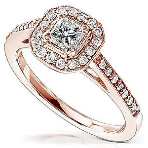 Kobelli Diamond Engagement Ring 1/2 carat (ctw) in 14K Rose Gold, Size 7, Rose Gold