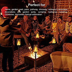 Permande 16 Pack Upgraded Solar Lights Outdoor, Mini Solar Torch Lights with Flickering Flames, Waterproof Landscape Decoration Dancing Flame Lights for Garden Pathway Yard, Auto On/Off Dusk to Dawn