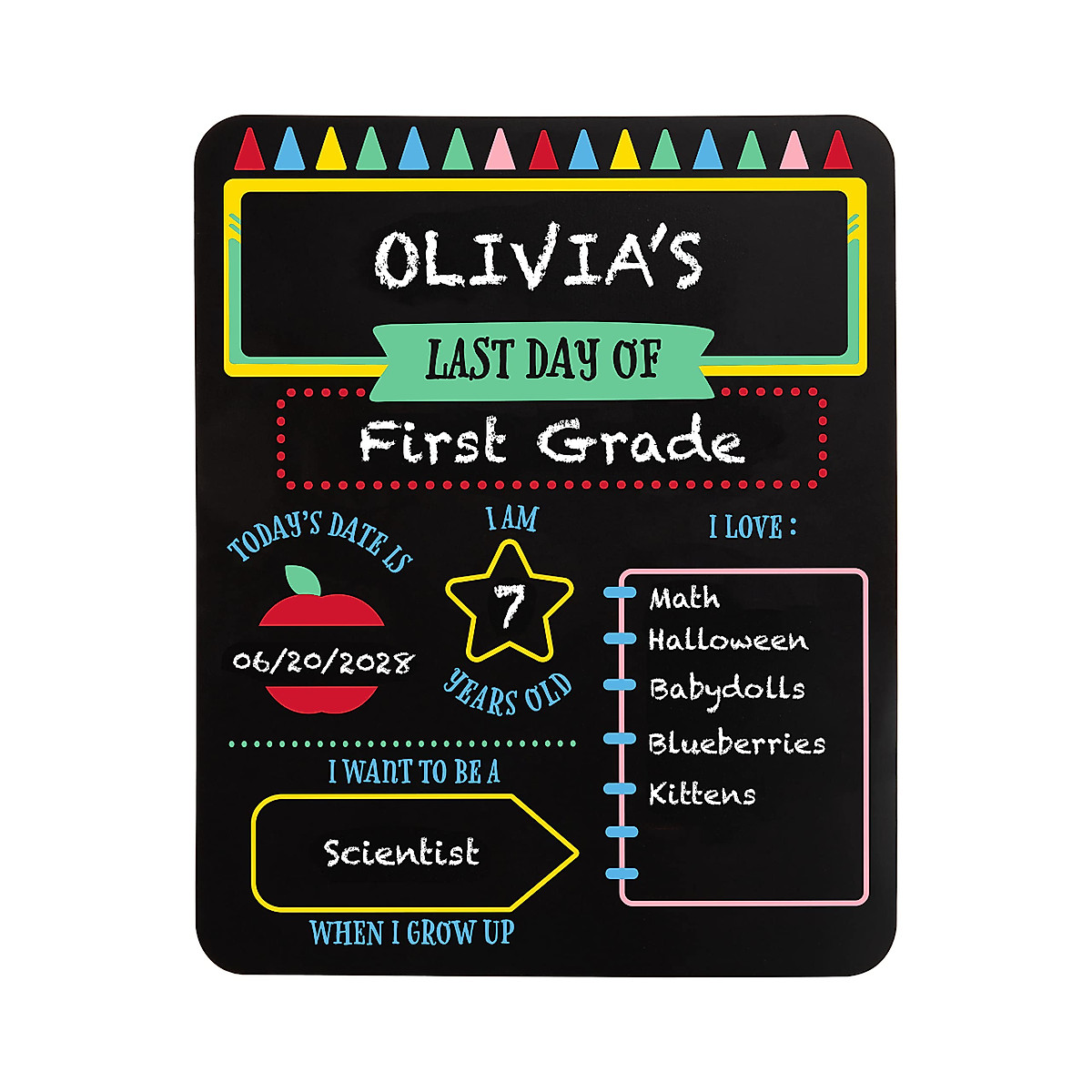 Pearhead First and Last Day of School Reversible Chalkboard, Milestone Board, Reusable Photo Sharing Prop with Chalk, Celebrate School Memories and Milestones