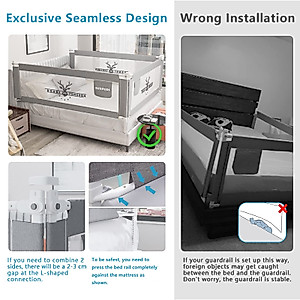 SURPCOS Bed Rails for Toddlers -New Upgraded Extra Long Bed Guardrail for Kids Great Fit for Twin, Double, Full-Size Queen & King Mattress (One Side 74.8 x 30 Inch, Buck)