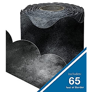 Carson Dellosa Farmhouse 65 Ft Scalloped Chalkboard Black Bulletin Board Borders, Modern Farmhouse Classroom Borders for Bulletin Board, White Board, and Classroom Décor, Bulletin Board Trim