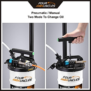 FOUR UNCLES 6.5L Oil Extractor - Pneumatic/Manual Vacumm Fluid Extractor with Pump Tank Remover & 4 Tubes and A Brake Bleeding Hose