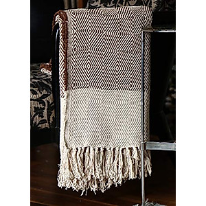 Brown Throw Blanket - Soft and Warm Living Room Bedroom Boho Home Decor Decorative Throws for Sofa and Couch - 60 x 50 Inch