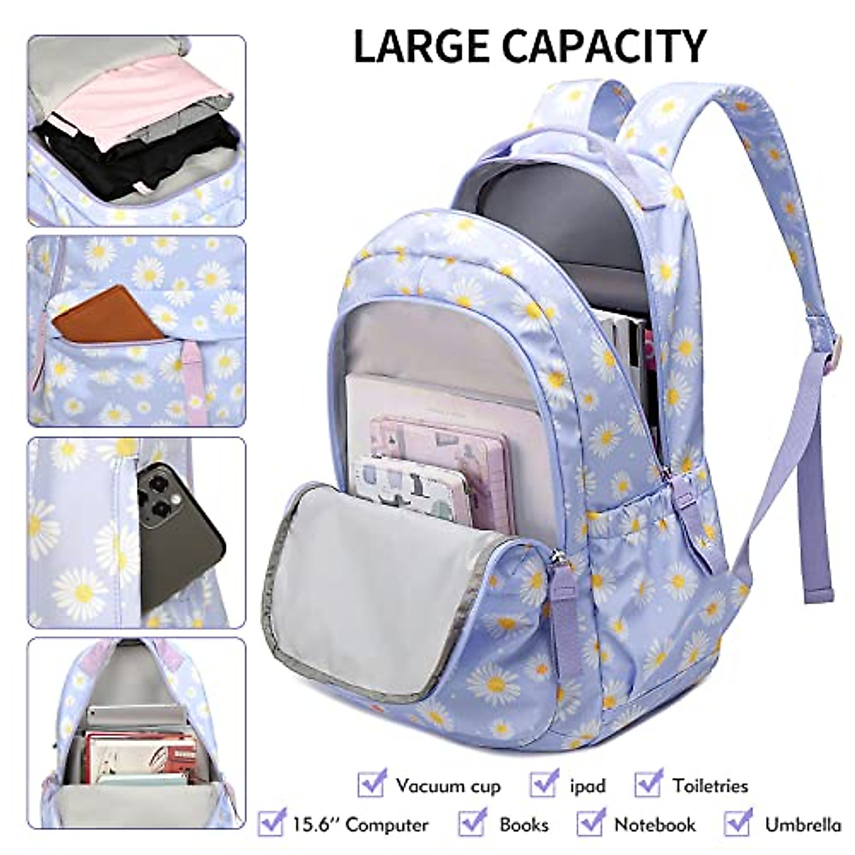 Fitmyfavo Backpack for Girls Elementary Middle School Bookbag Travel Daypacks for Teens Students Durable Laptop Bags