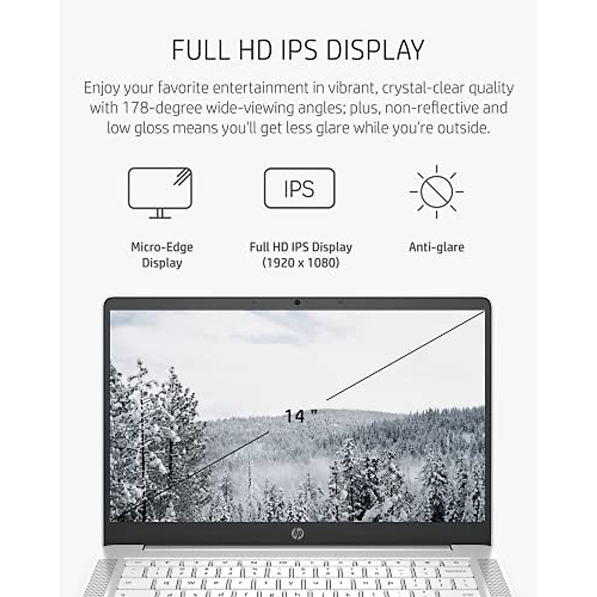 HP Chromebook 14a Laptop, AMD 3015Ce Processor, 4 GB RAM, 32 GB eMMC Storage, 14-inch FHD IPS Display, Google Chrome OS, Anti-glare Screen, Long-Battery Life (14a-nd0080nr, 2021, Ceramic White)